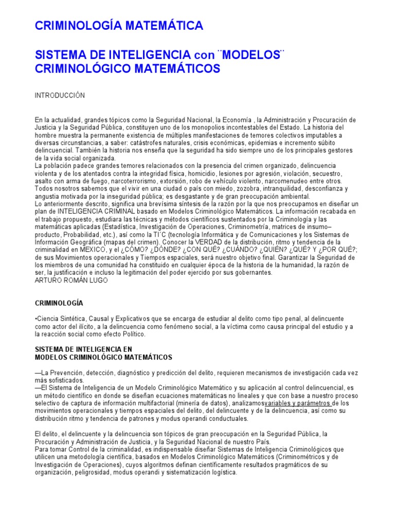 Criminología Matemática | PDF | Sistema de información geográfica ...