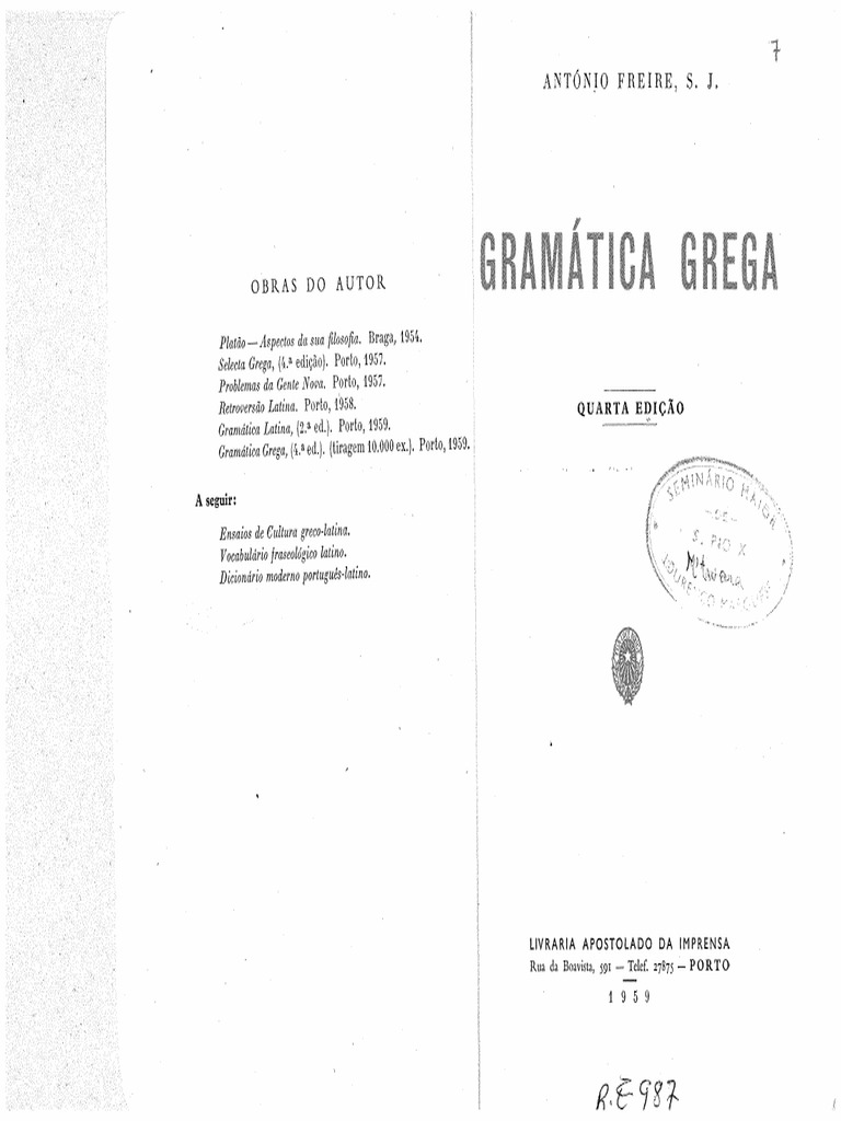 Freire, A. - Gramatica Grega PDF | PDF