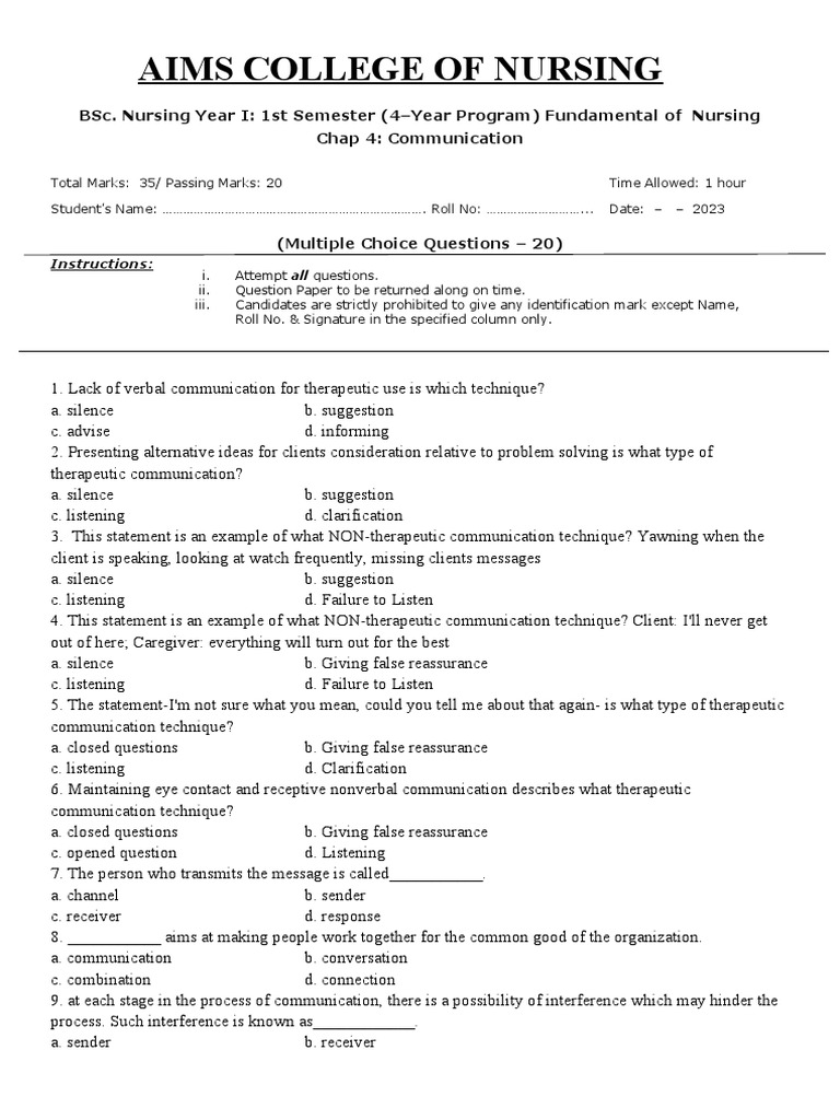 BSN Midterm JIMS FON Paper | PDF | Communication | Body Language