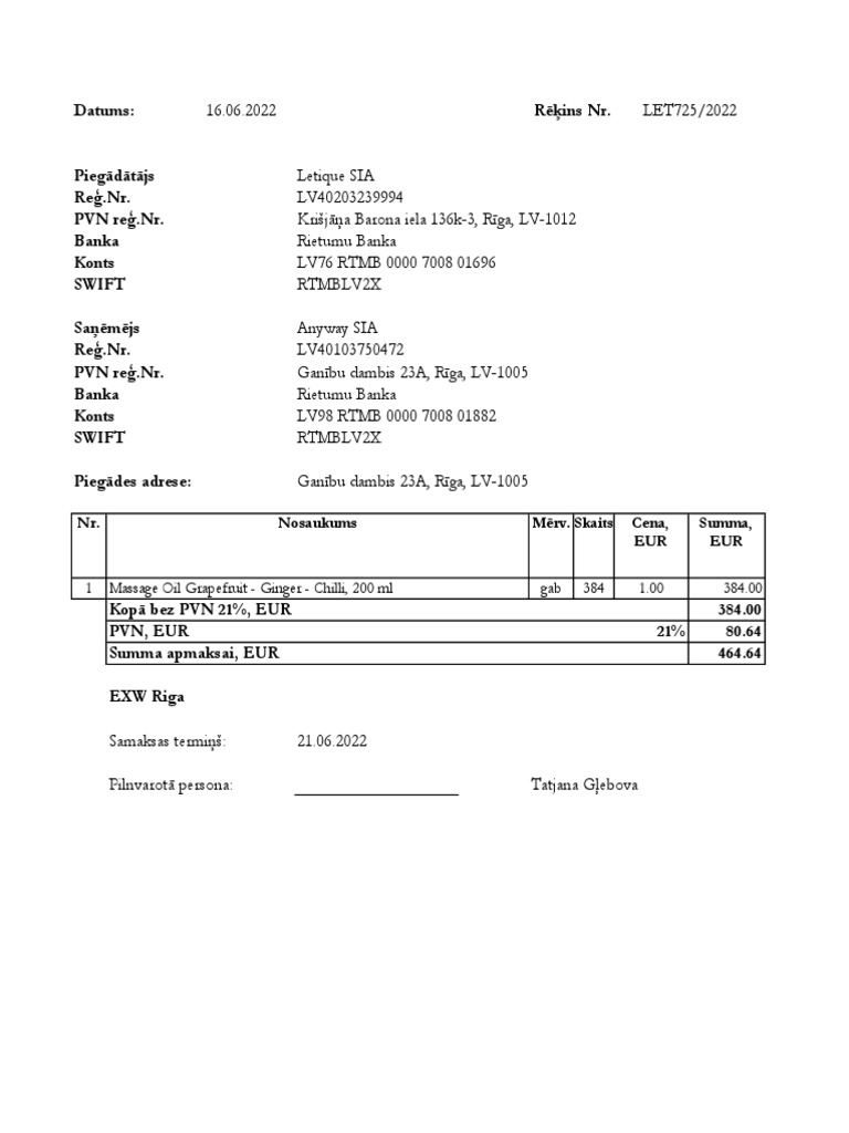 Invoice 2022 725 | PDF