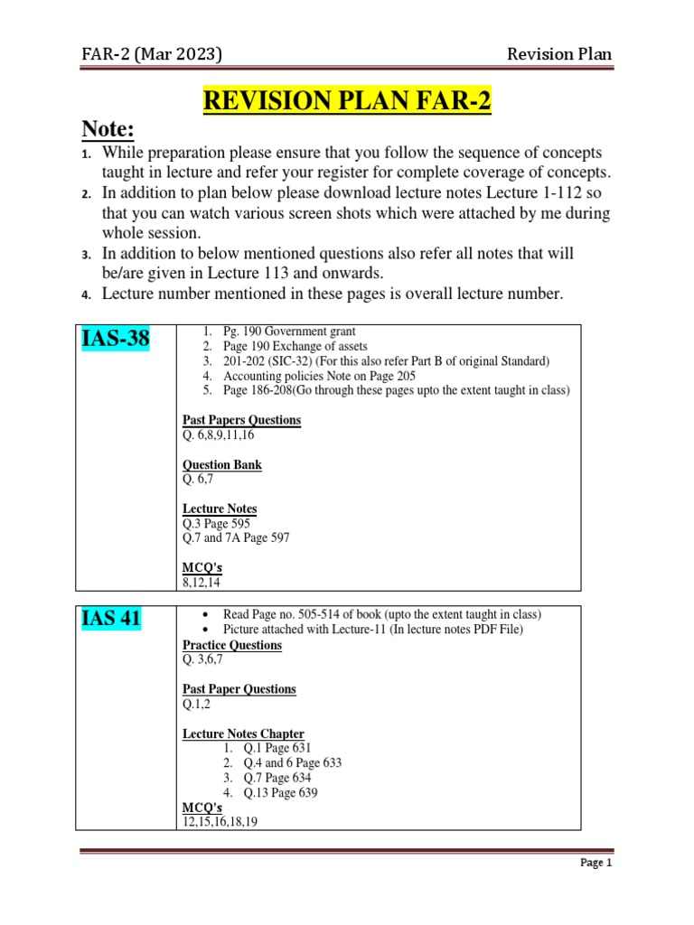 Comprehensive Revision Plan for FAR-2 Exam with Detailed Guidance on ...