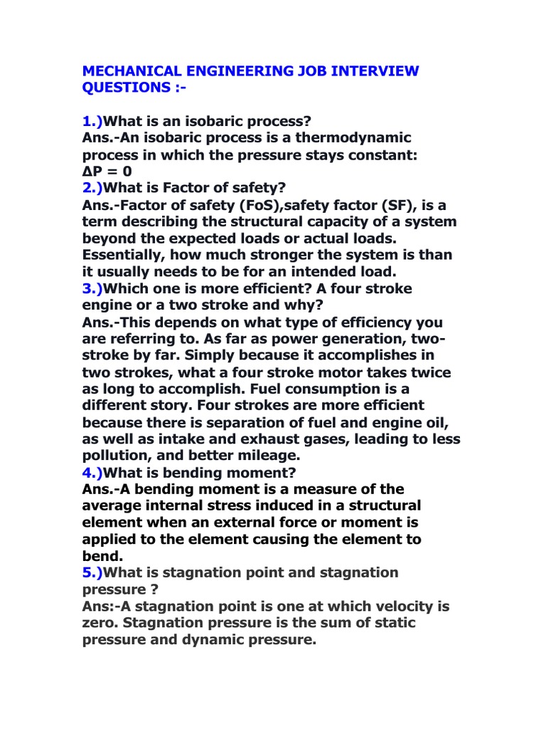 Interview Questions | PDF | Internal Combustion Engine | Buoyancy