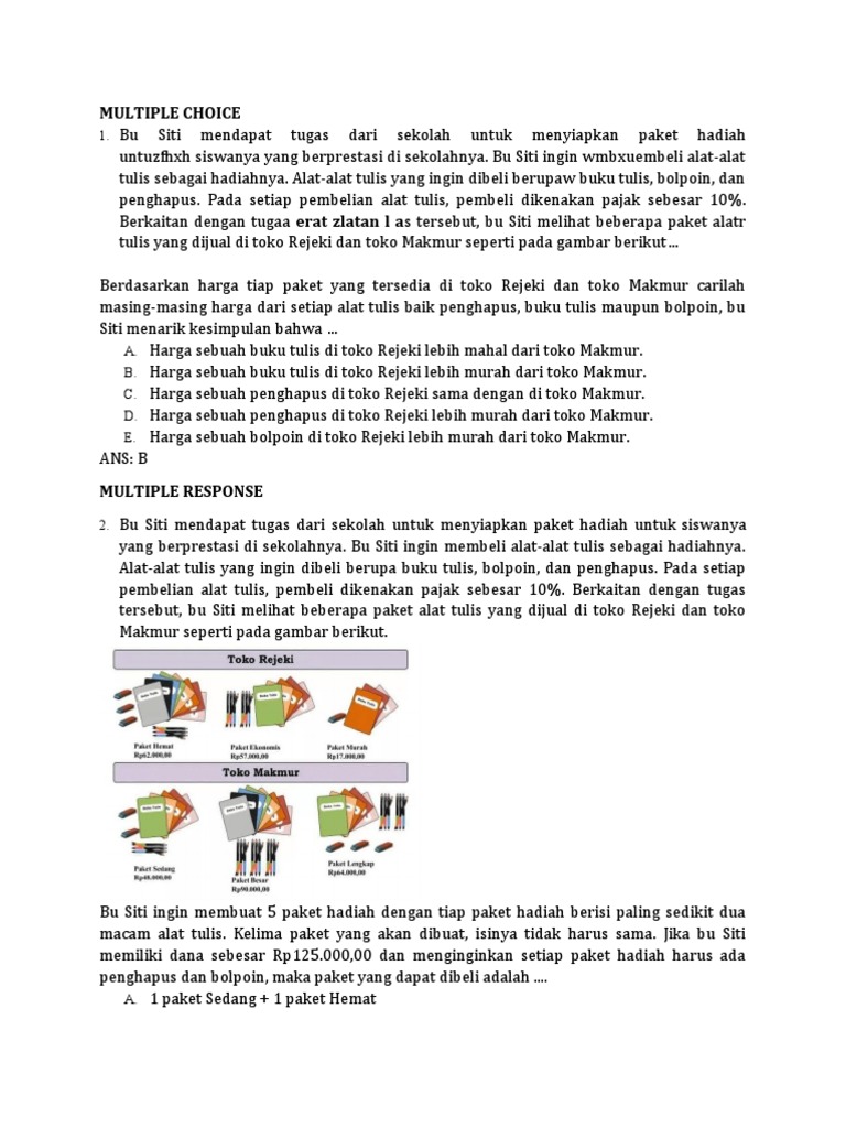 Format 5 Jenis Tipe Soal | PDF