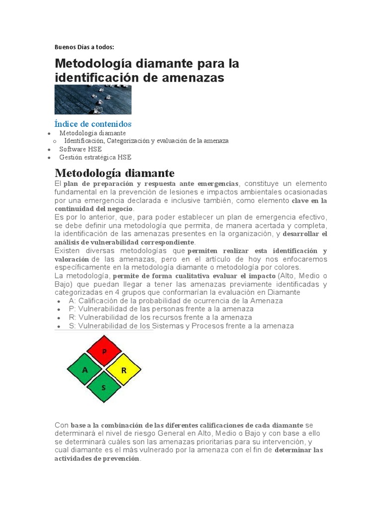 Metodología diamante | PDF | Riesgo | Software