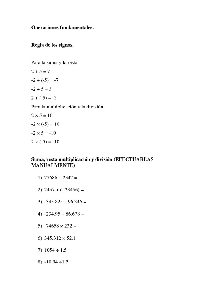 Operaciones Fundamentales | PDF