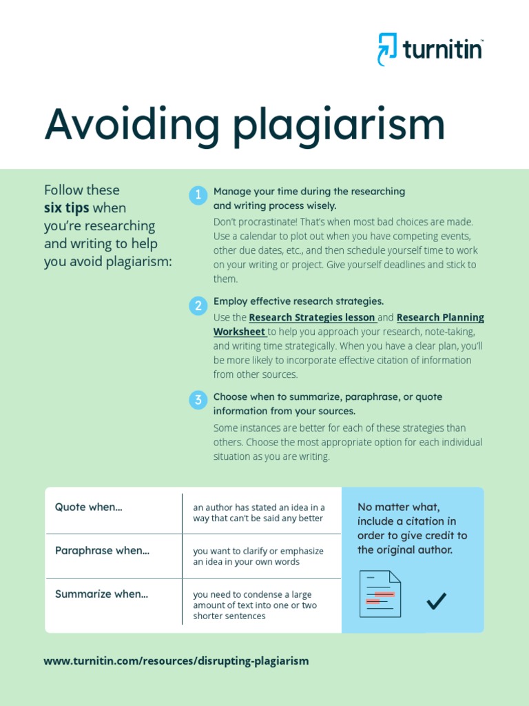 Avoiding Plagiarism Student Handout PDF | PDF | Turnitin | Plagiarism