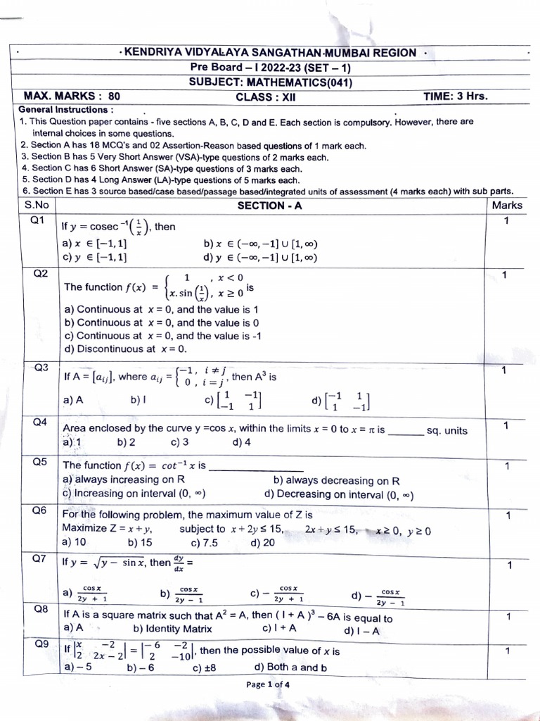 mathsQP PB1 Mumbai Region | Download Free PDF | Euclidean Vector | Linear Algebra