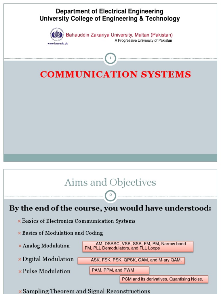 Lecture 1 PDF | PDF | Modulation | Communications System