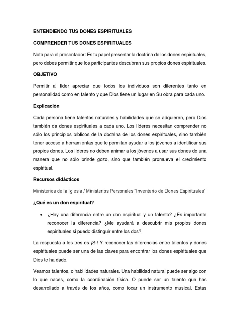 Entendiendo Tus Dones Espirituales | PDF | Cristo (título) | Fe