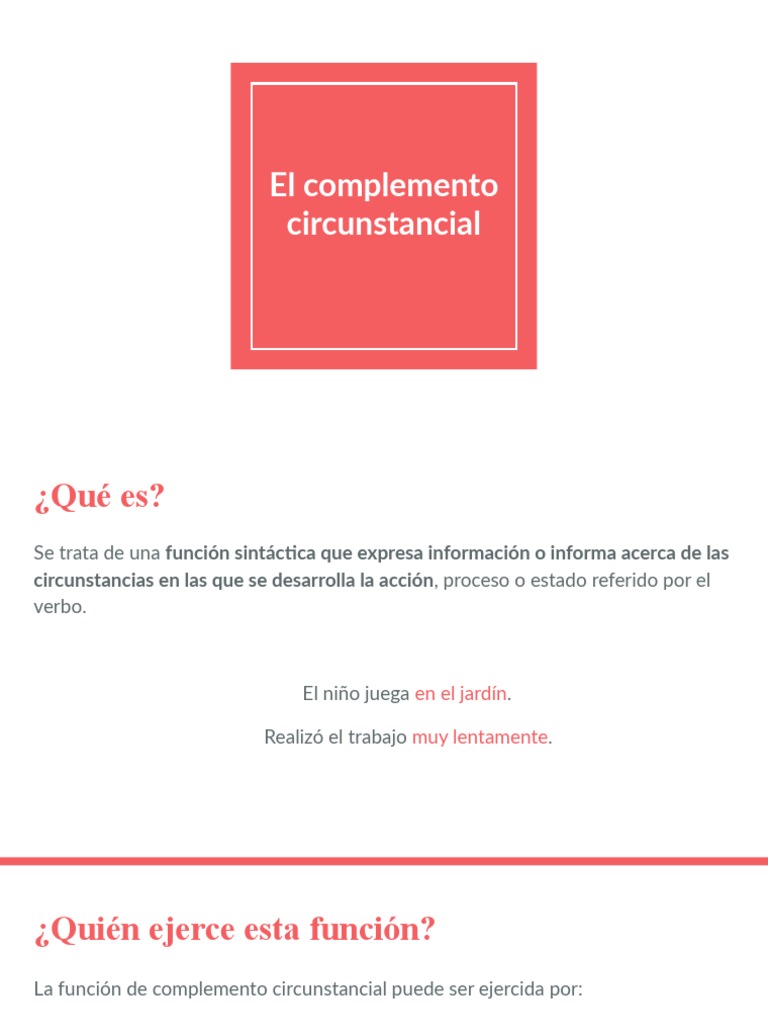 El Complemento Circunstancial | PDF | Morfología Lingüística | Unidades Semánticas