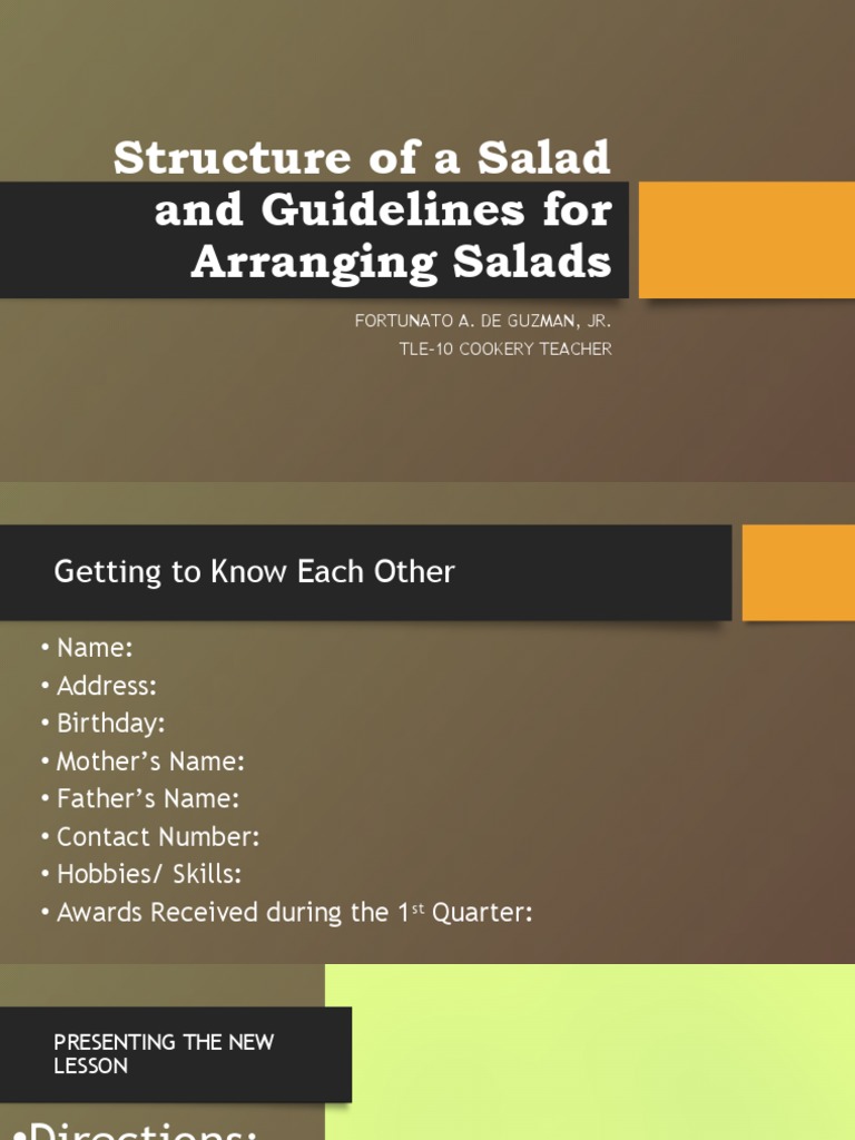 Salad Structure and Arrangement Guide | PDF | Salad | Foods