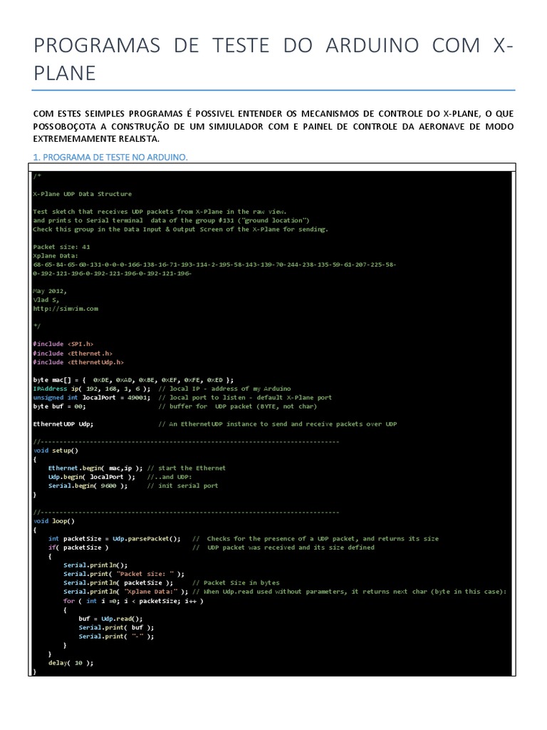 Rotinas de Teste em C Do Arduino Com X-Plane PDF | PDF | Ip Address ...