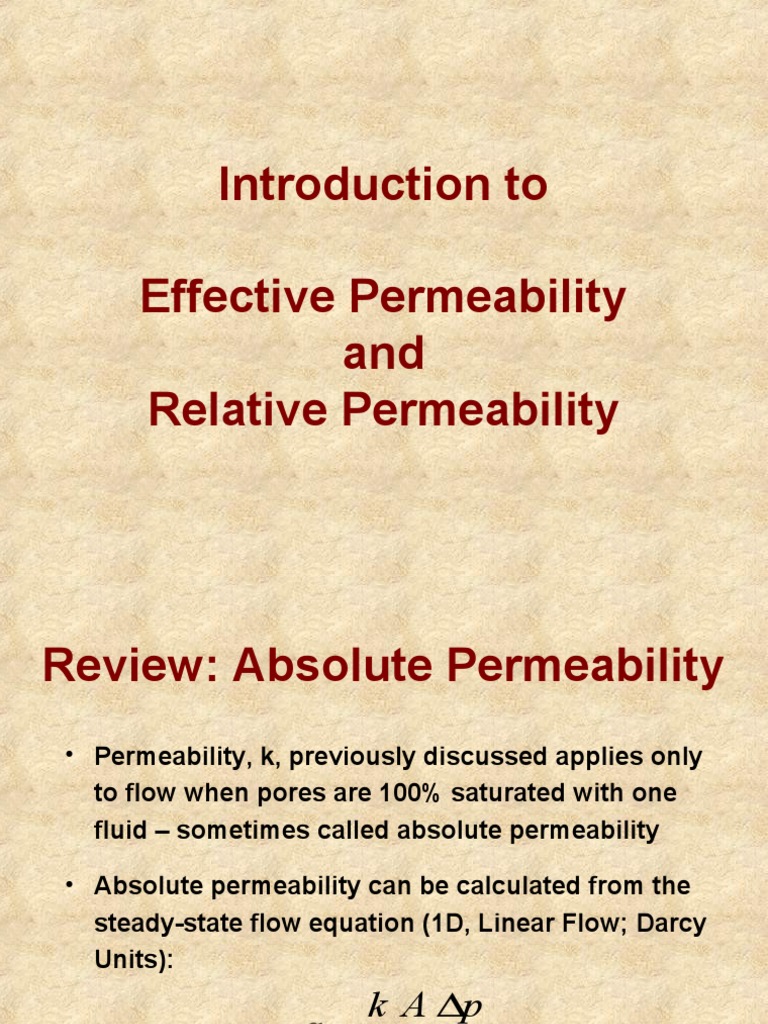 Introduction To Effective Permeability and Relative Permeability | PDF | Permeability (Earth ...