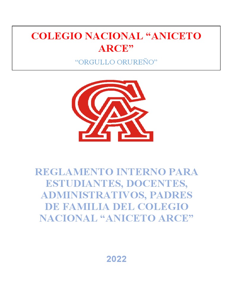 Reglamento Interno - Col. Arce | PDF | Disciplinas | Maestros