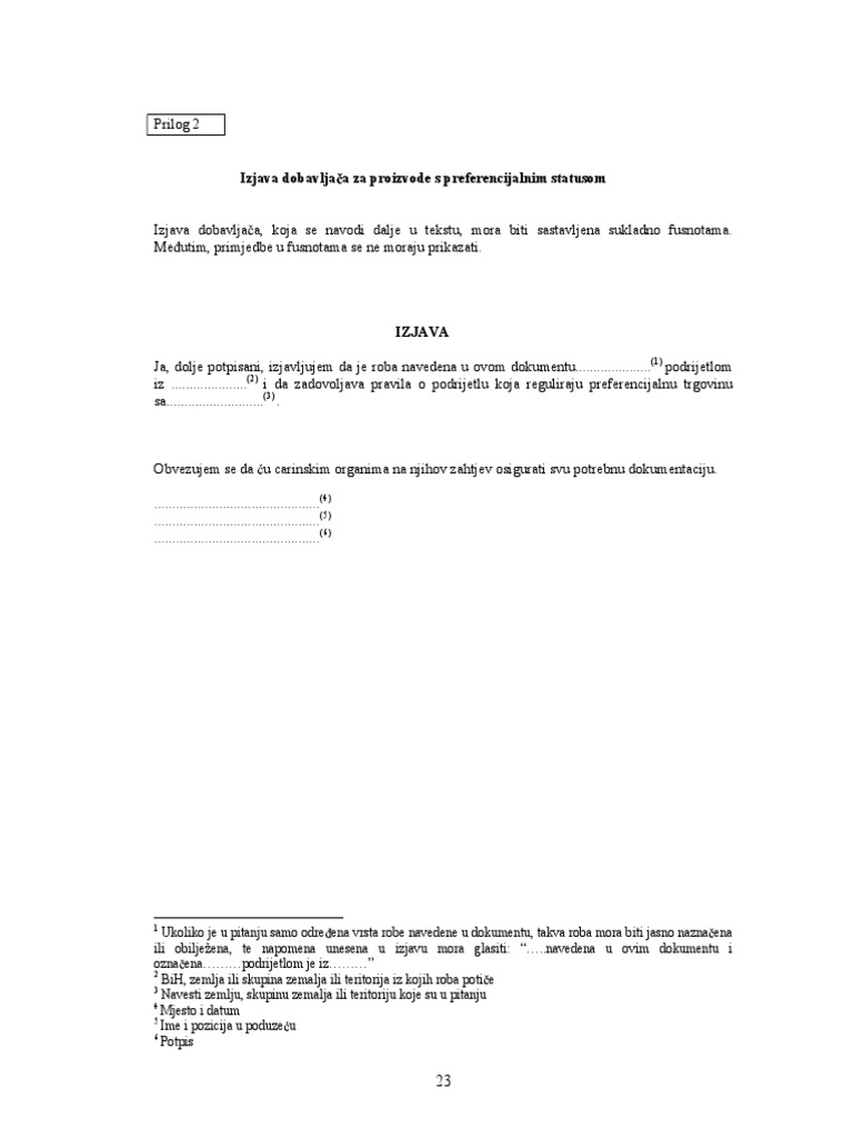 Kratkoročna I Dugoročna Izjava Dobavljača | PDF