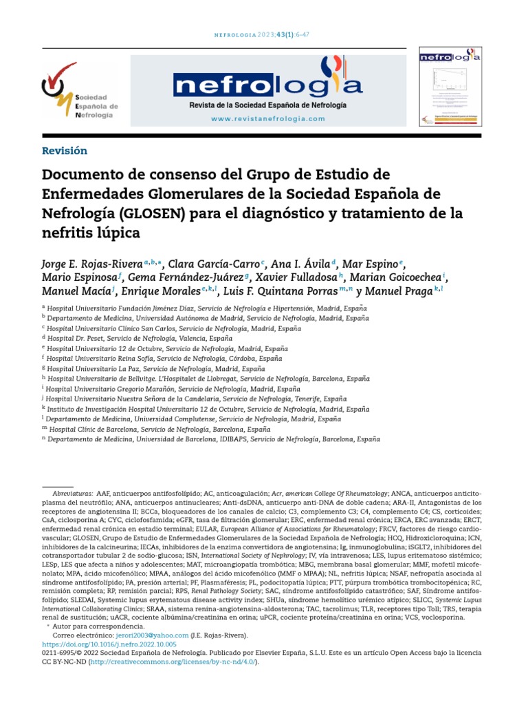 Documento de Consenso Del Grupo de Estudio de Enfermedades Glomerulares ...