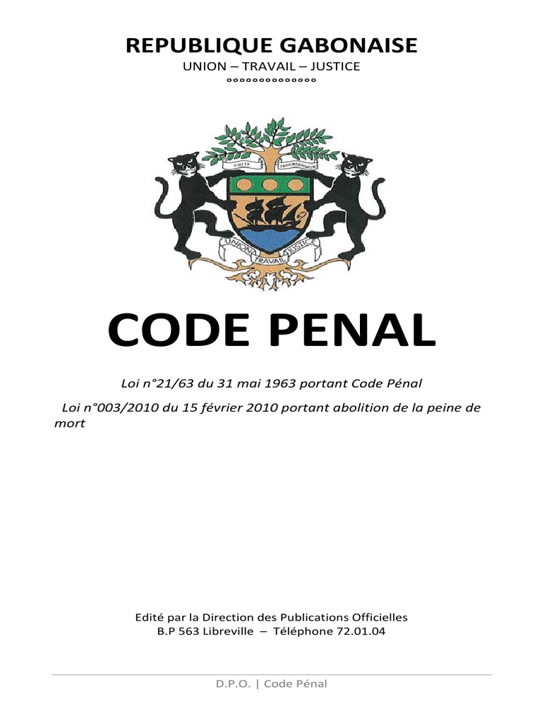 Code Penal Gabon | PDF | Crimes | Crime et violence