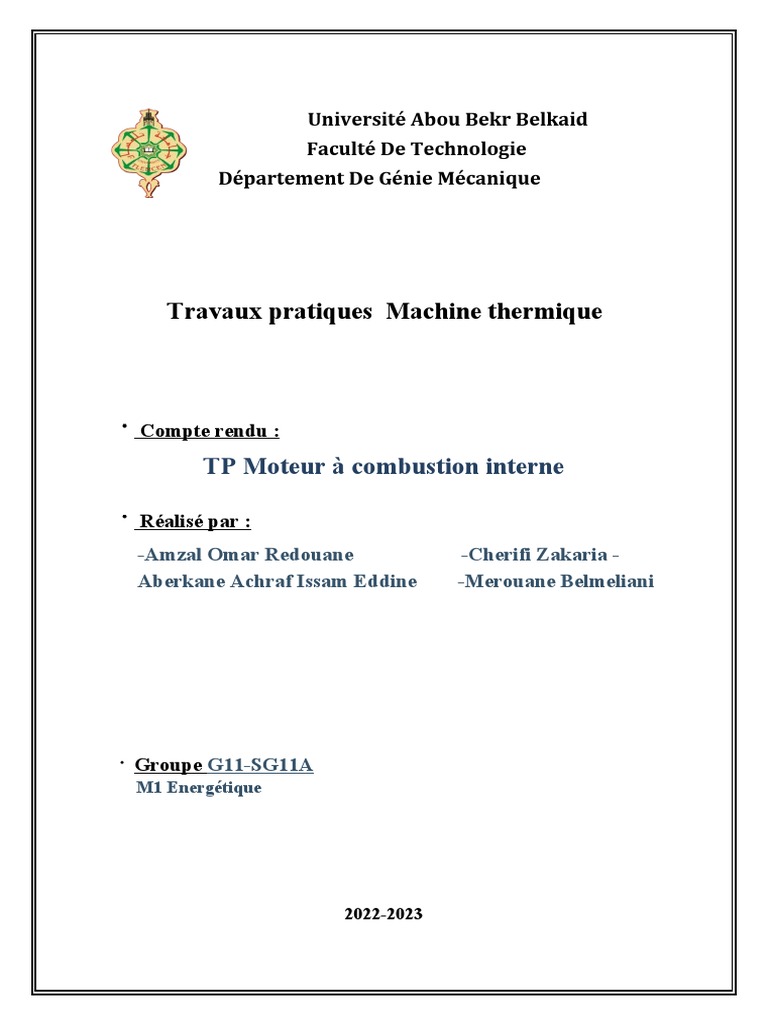 TP Machine | PDF | Moteurs | La combustion