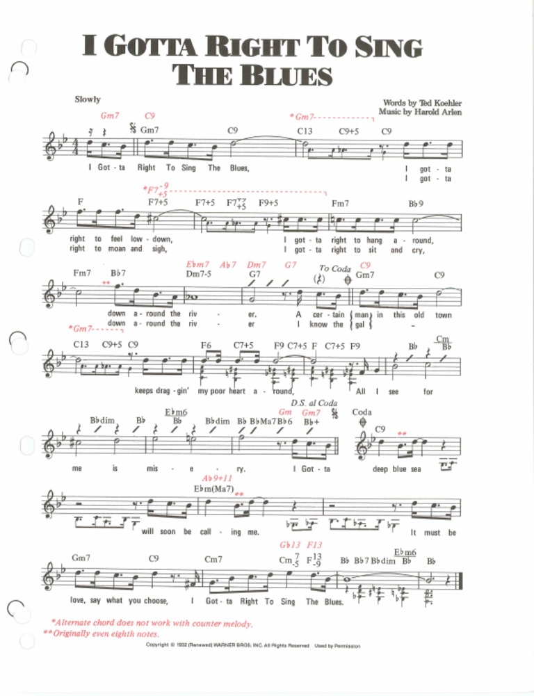 I Gotta Right To Sing The Blues | PDF