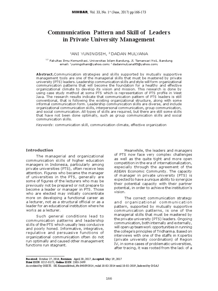 Communication Pattern and Skill of Leaders in Priv | PDF ...
