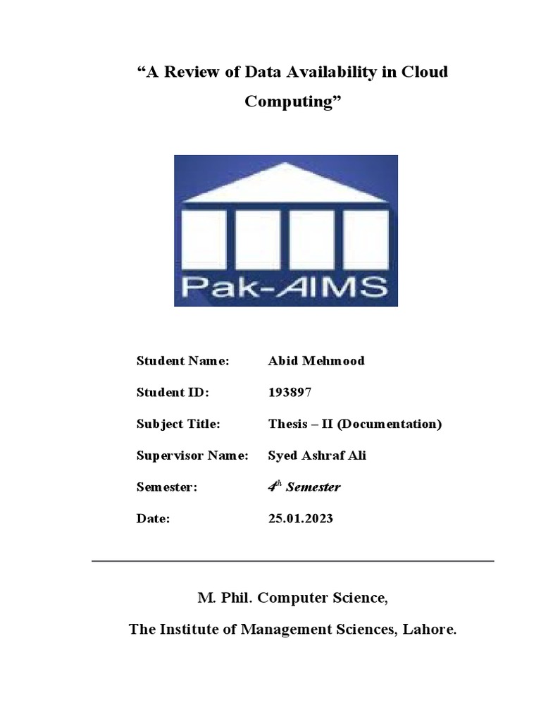 Thesis-II Abid Mehmood V10 | PDF | Cloud Computing | Software As A Service