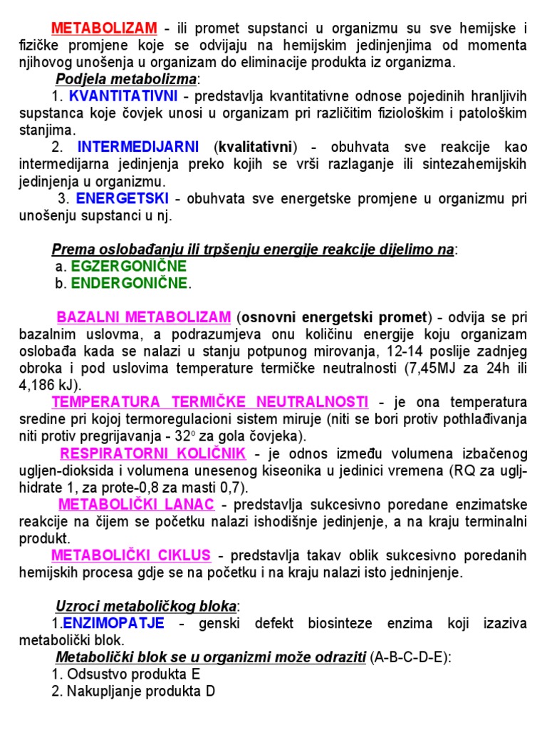 Dinamička Biohemija Skripta | PDF