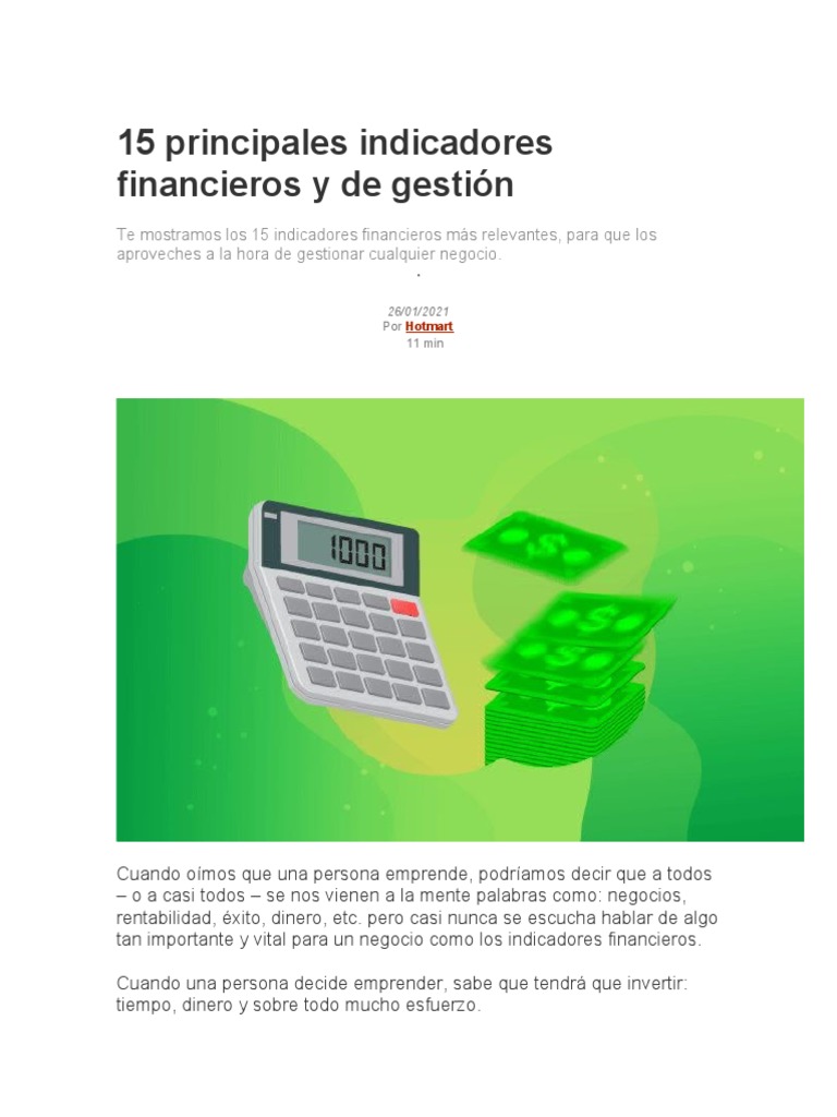15 principales indicadores financieros y de gestión | PDF | Ratio ...