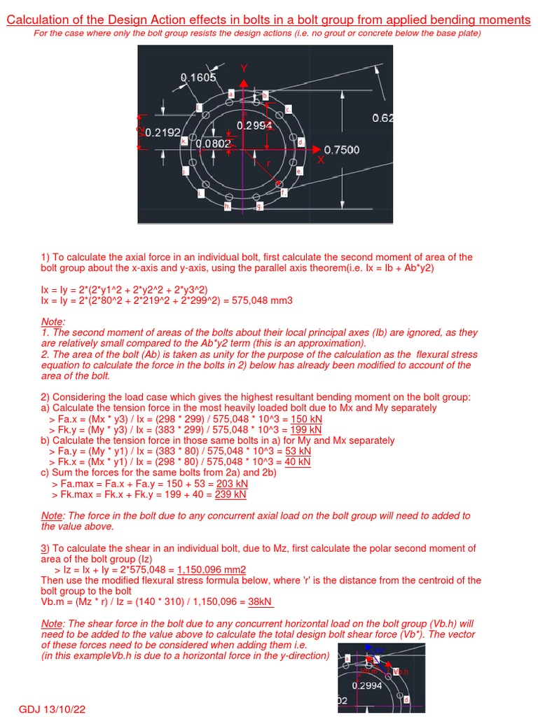 Design Guidance - Calculation of Design Action Effects in Bolt Groups | PDF