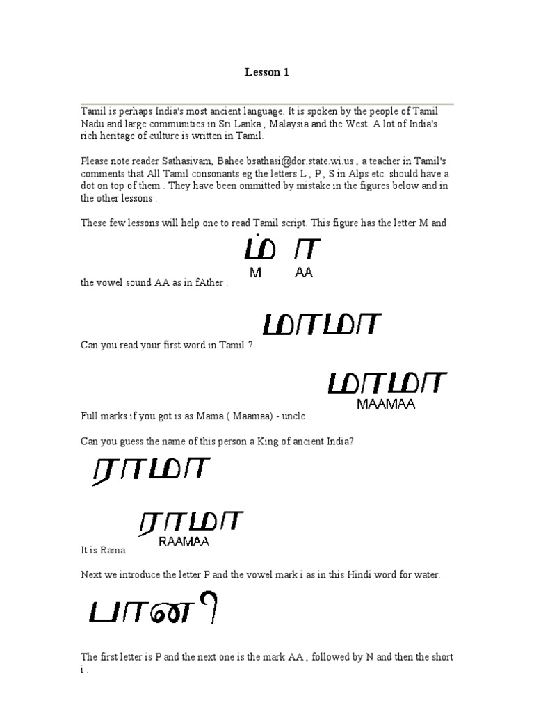 Learn Tamil | PDF | English Language | Alphabet