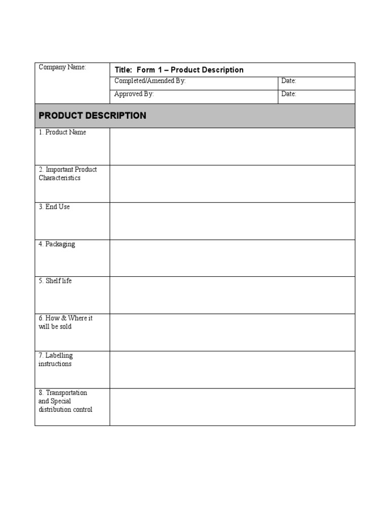 Blank HACCP Model Forms 1-4 | PDF