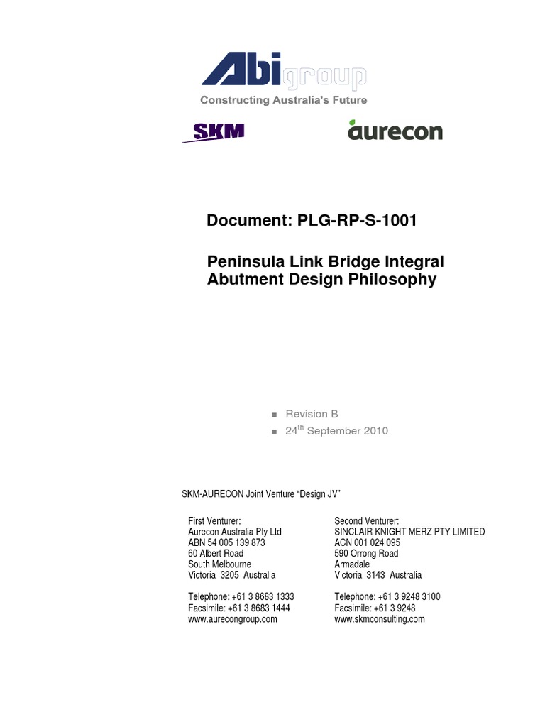 Penlink Integral Abutment Design Skm Aurecon Pdf Creep Deformation Deep Foundation