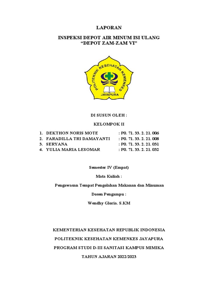 Laporan Kelompok II - DAMIU ZAM-ZAM VI | PDF