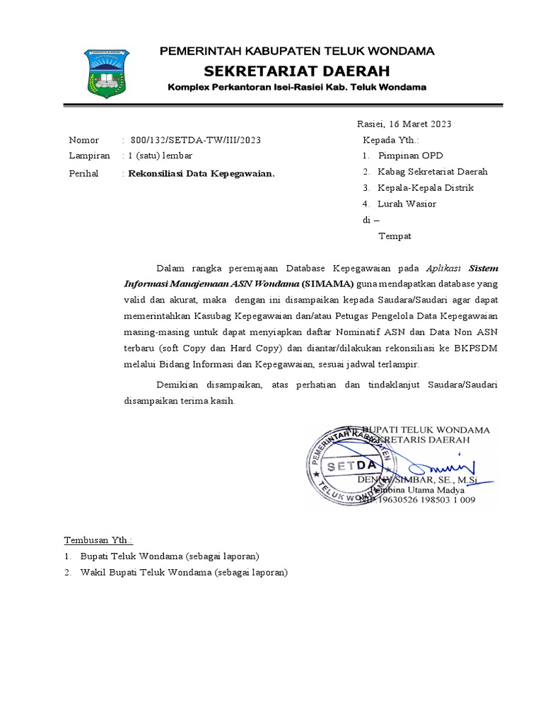 REKONSILIASI DATA KEPEGAWAIAN | PDF