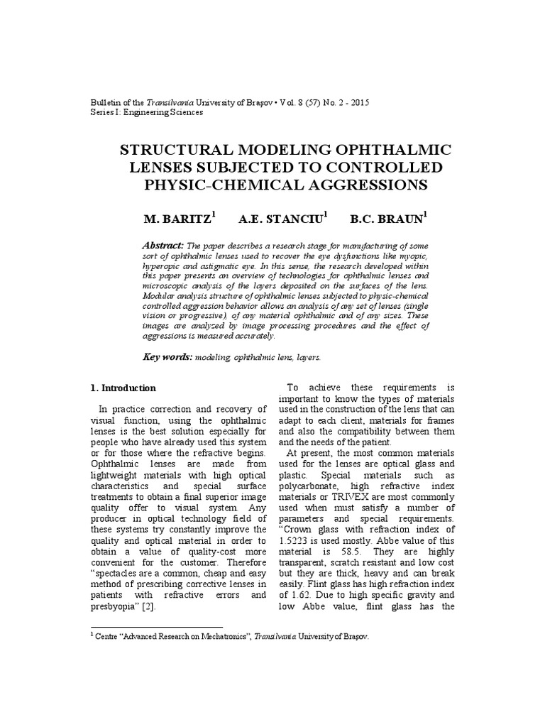 Structural Modeling Ophthalmic | PDF | Optics | Atomic