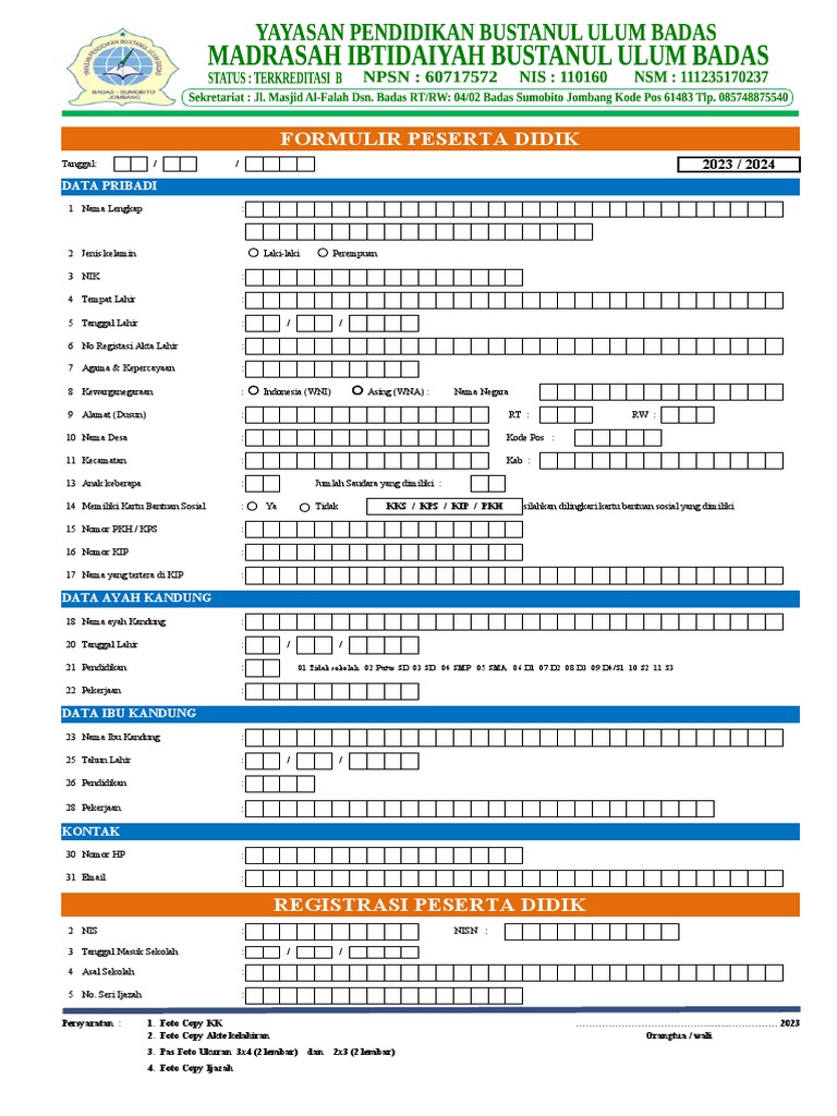 Formulir PPDB 2023 | PDF