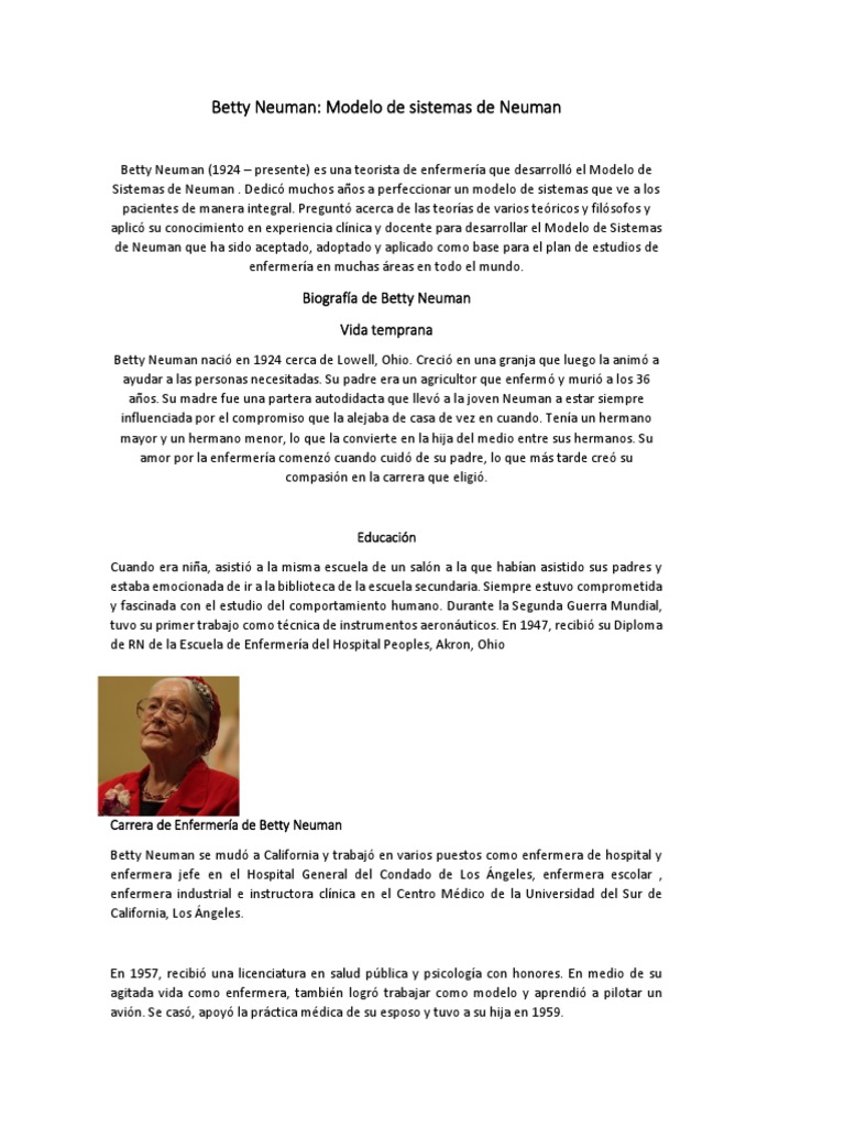 Betty Neuman y su Modelo de Sistemas | PDF | Estrés (biología) | Enfermería