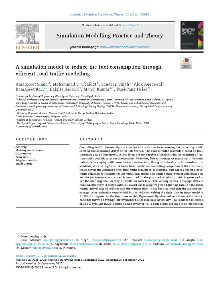 A Simulation Model To Reduce The Fuel Consumption Through Efficient ... A Simulation Model To Reduce The Fuel Consumption Through Efficient ...