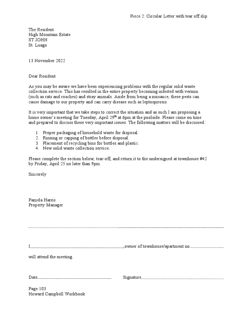 Piece 2 - Circular Letter With Tear-Off Slip | PDF