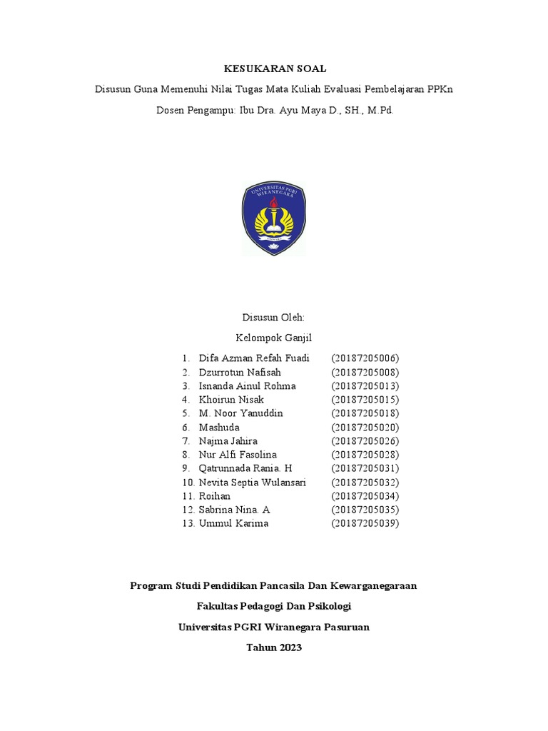 Evaluasi Pembelajaran PPKN Kel 1 | PDF