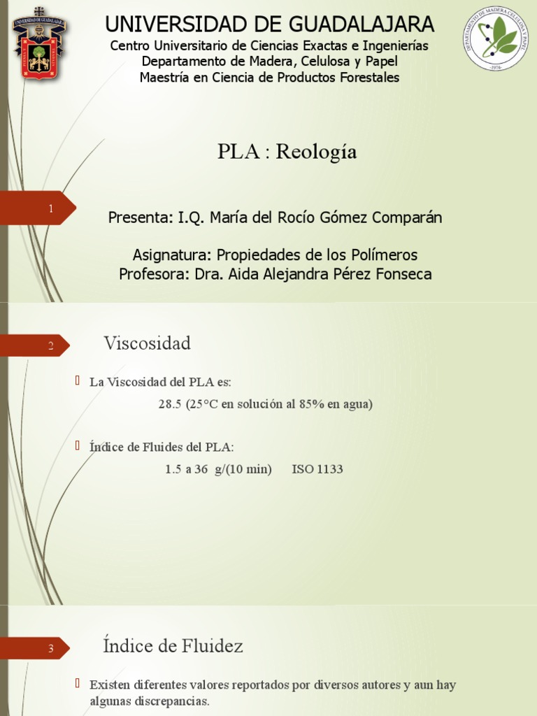 PLA - Viscosidad Fluidez | PDF