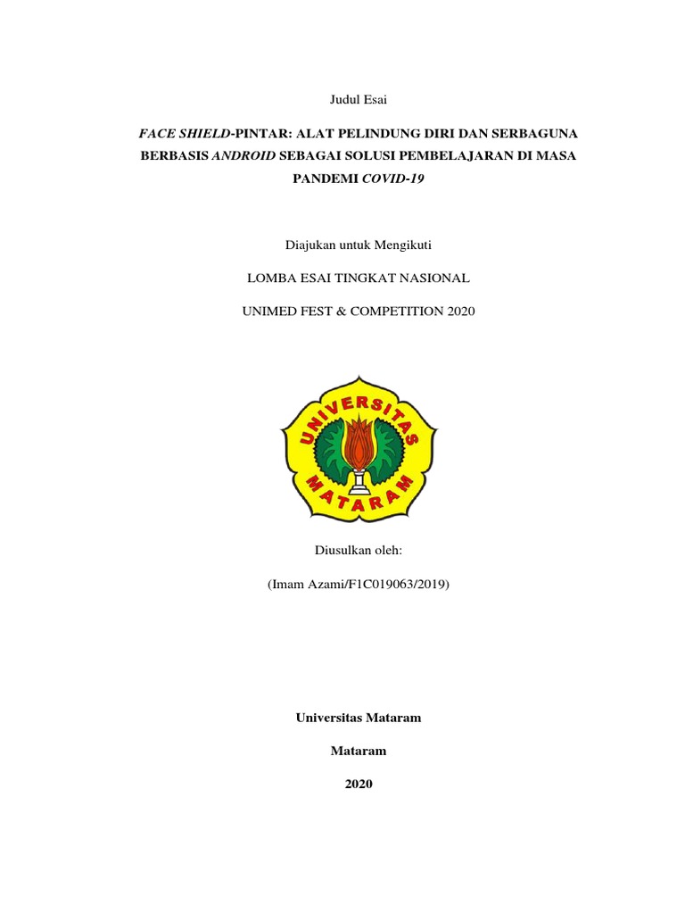 Imam Azami - Face Shield-Pintar - Universitas Mataram PDF | PDF