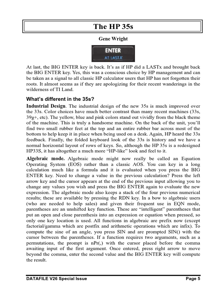 The HP 35s Gene Wright | PDF | Computing | Computer Science