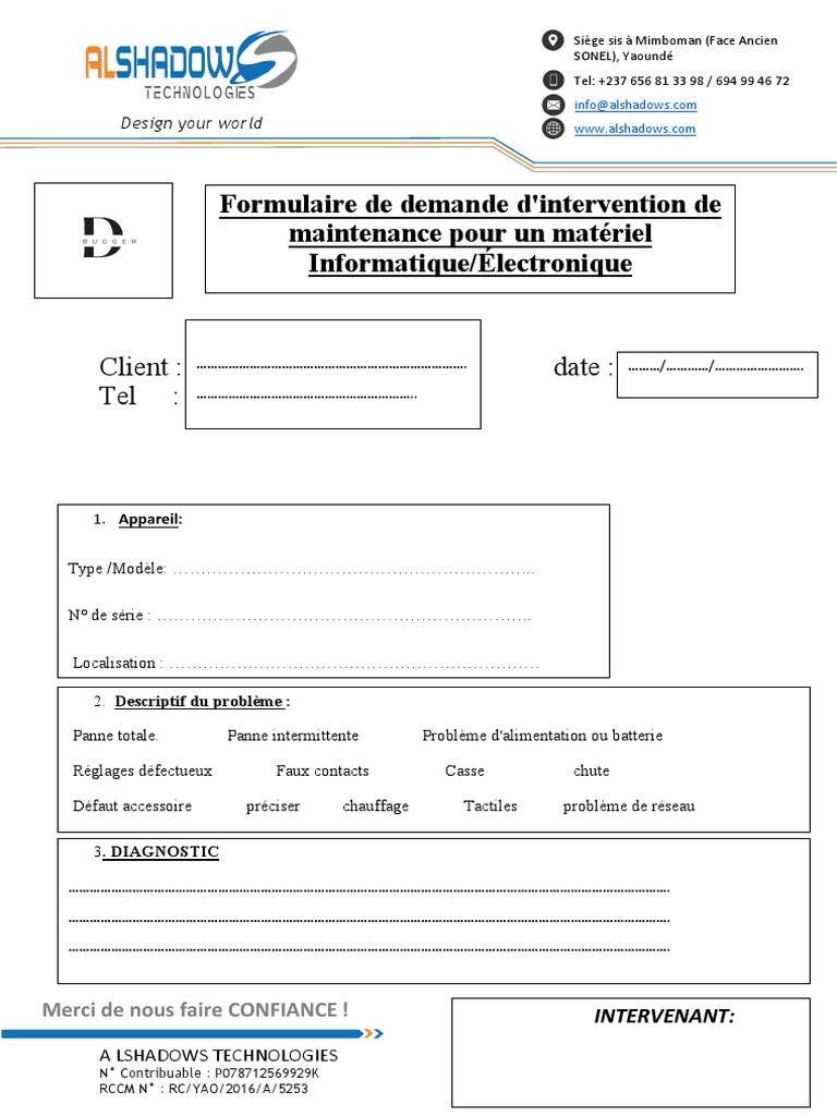 Fiche d'intervention maintenance PDF | PDF