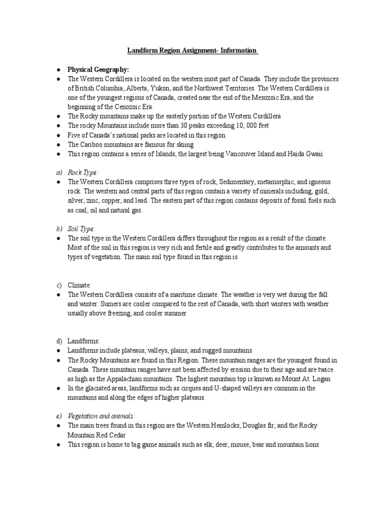 Landform Region Assignment | PDF | Rocky Mountains | Mountains