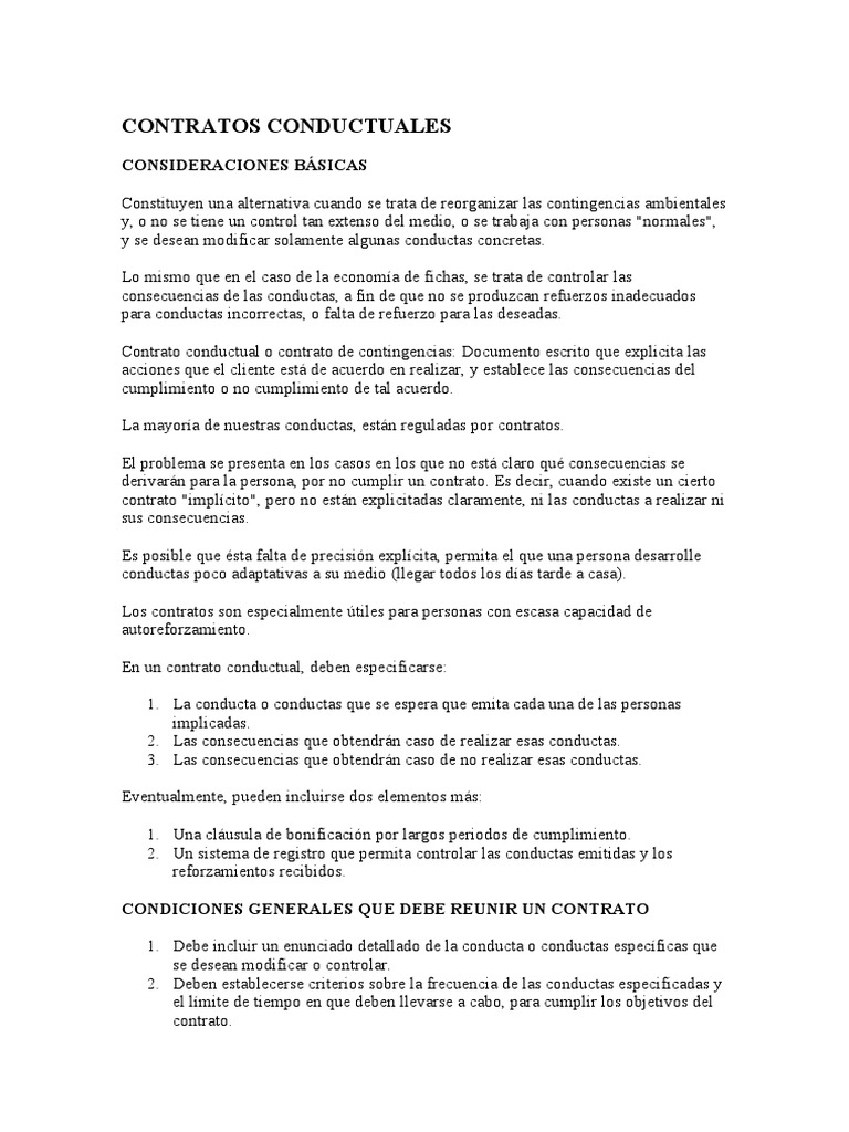 Contratos Conductuales: Guía Práctica | PDF | Comportamiento