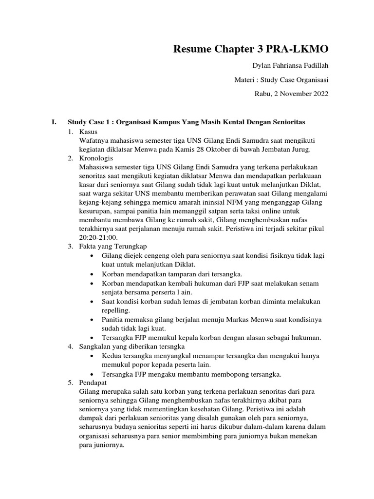 Resume PRA-LKMO Chapter 3-Dylan Fahriansa Fadillah-Kelompok 4 (Kayu Manis) PDF | PDF