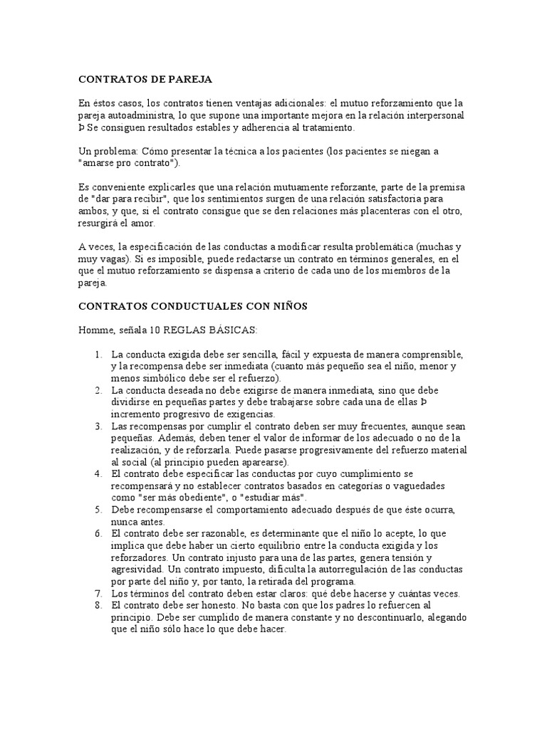 Contratos Conductuales en Parejas | PDF | Comportamiento | Sicología