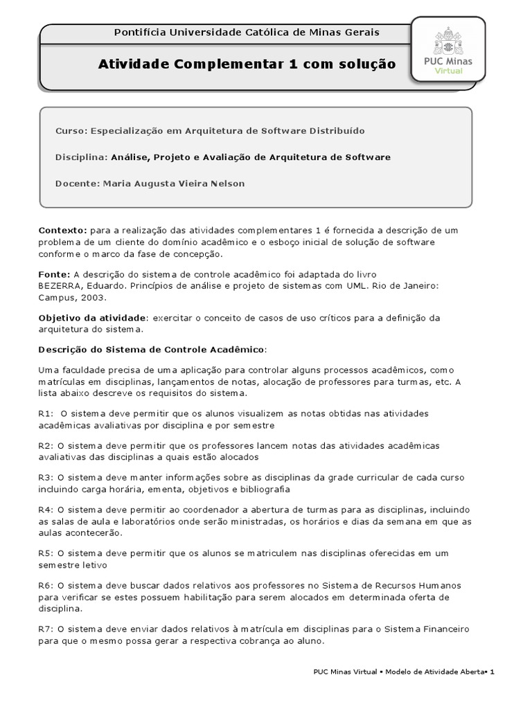 APAA Atividade Complementar 1 | PDF | Diagrama de caso de uso | Sistema