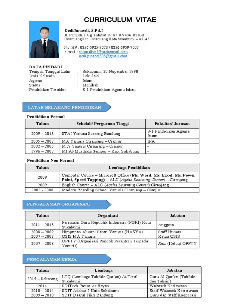 CURRICULUM VITAE Daftar Riwayat Hidup | PDF