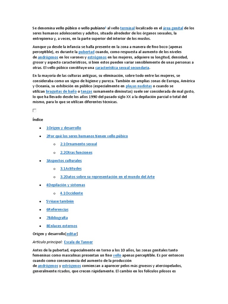 Vello púbico: desarrollo y funciones | PDF